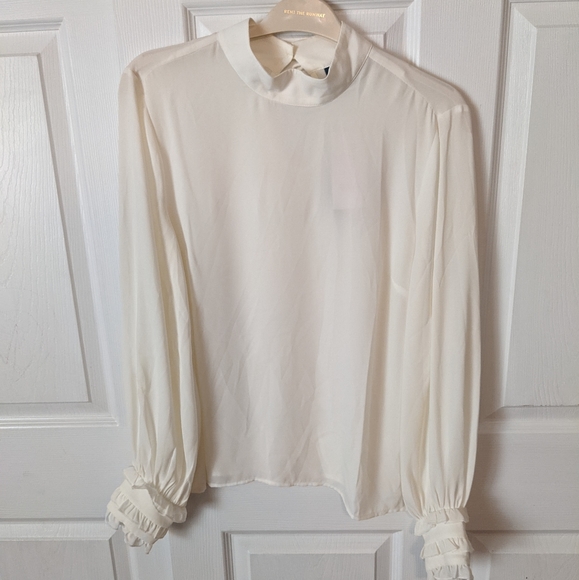 Modcloth | Tops | Nwt Modcloth Mock Neck Blouse With Ruffle Detail Sz L ...